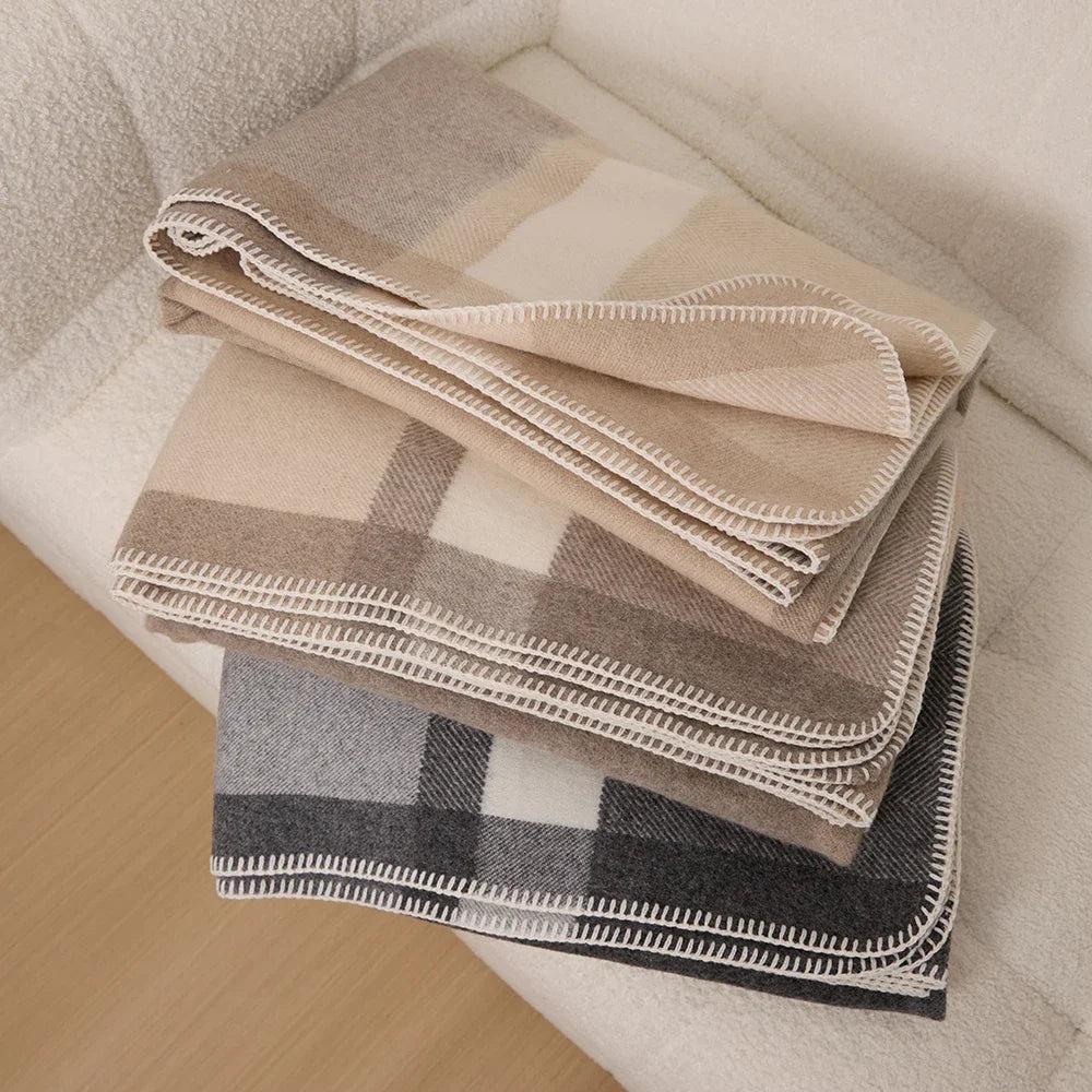Plaid Inner Mongolian Winter Wool Throw Blanket | The Finishing Touch Decor