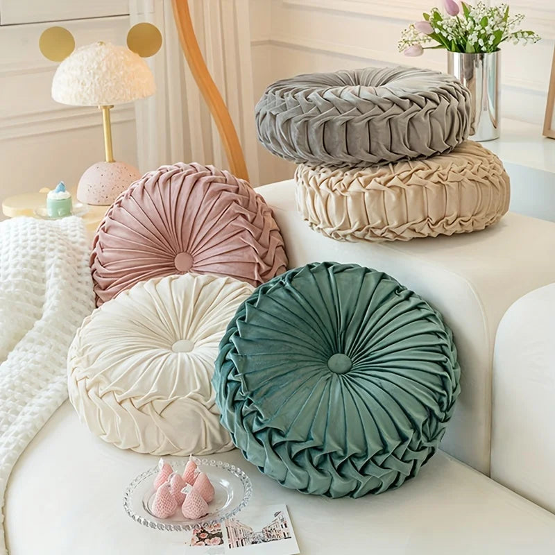 Soft Velvet Tufted Round Throw Pillow | The Finishing Touch Decor